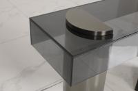 China Customized Size Entrance Console Table with Natural Finish Glass Top Stainless Steel Base for sale