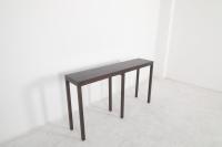 China MSJ Customizable Console Table Stainless Steel Base Oak MDF Top Living Room Furniture for sale