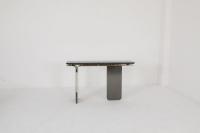 China Customized Stainless Steel Console Table with Oak Top 120cm Modern Entryway Furniture for sale