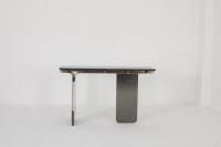 China Customized Stainless Steel Console Table with Oak Top 120cm Modern Entryway Furniture for sale
