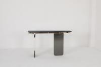 China Customized Stainless Steel Console Table with Oak Top 120cm Modern Entryway Furniture for sale