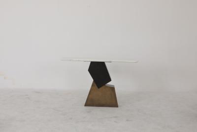 China MSJ Stainless Steel Modern Entrance Console Table Customized Marble Top 3 Finishes for sale