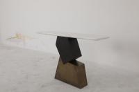 China MSJ Stainless Steel Modern Entrance Console Table Customized Marble Top 3 Finishes for sale