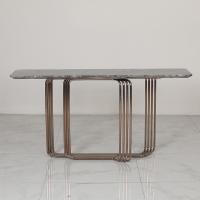 China Rectangle Stainless Steel Console Table 1500x400x800mm Rose Gold Metal Base for sale