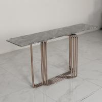 China Rectangle Stainless Steel Console Table 1500x400x800mm Rose Gold Metal Base for sale