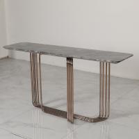 China Rectangle Stainless Steel Console Table 1500x400x800mm Rose Gold Metal Base for sale