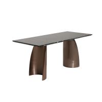 China Marble Dining Table 1800x800mm Stainless Steel Base Matt Rose Gold Restaurant Hotel Furniture for sale