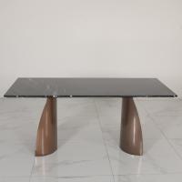China Marble Dining Table 1800x800mm Stainless Steel Base Matt Rose Gold Restaurant Hotel Furniture for sale