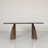 China Marble Dining Table 1800x800mm Stainless Steel Base Matt Rose Gold Restaurant Hotel Furniture for sale