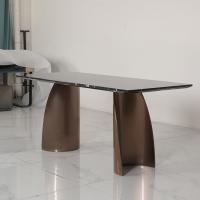 China Marble Dining Table 1800x800mm Stainless Steel Base Matt Rose Gold Restaurant Hotel Furniture for sale