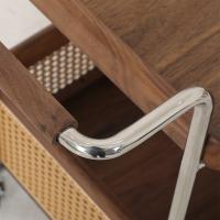 China Oak Veneer Trolley Table 700x400x680mm Natural Wood Top Solid Wood Legs Side Table for sale