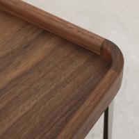 China Oak Veneer Trolley Table 700x400x680mm Natural Wood Top Solid Wood Legs Side Table for sale