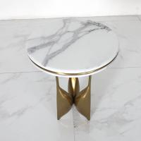China Stainless Steel Marble Side Table Dia 500mm 550mm Matt Gold Living Room for sale