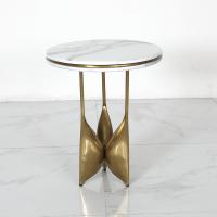 China Stainless Steel Marble Side Table Dia 500mm 550mm Matt Gold Living Room for sale