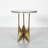 China Stainless Steel Marble Side Table Dia 500mm 550mm Matt Gold Living Room for sale