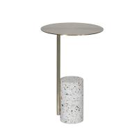 China Stainless Steel Round Side Table with Marble Top 350x550mm Matt Gold for sale