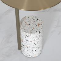 China Stainless Steel Round Side Table with Marble Top 350x550mm Matt Gold for sale