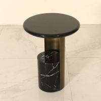 China Natural Marble Top Side Table Stainless Steel Matt Gold Dia 400mm for sale