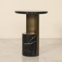 China Natural Marble Top Side Table Stainless Steel Matt Gold Dia 400mm for sale