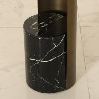 China Natural Marble Top Side Table Stainless Steel Matt Gold Dia 400mm for sale