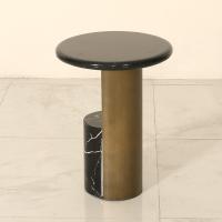 China Natural Marble Top Side Table Stainless Steel Matt Gold Dia 400mm for sale