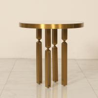 China Stainless Steel Marble Side Table 600mm Diameter Matt Gold Living Room End Table for sale