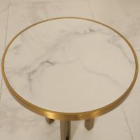 China Stainless Steel Marble Side Table 600mm Diameter Matt Gold Living Room End Table for sale