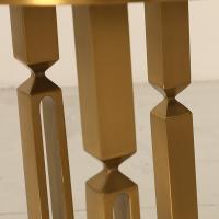 China Stainless Steel Marble Side Table 600mm Diameter Matt Gold Living Room End Table for sale