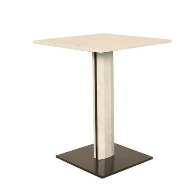 China Square Stainless Steel Marble Side Table 400x400x500mm Matt Gold for sale