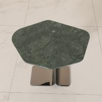 China Custom Stainless Steel Marble Side Table 500x400x460mm Matt Gold Hotel Furniture for sale
