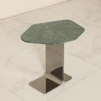 China Custom Stainless Steel Marble Side Table 500x400x460mm Matt Gold Hotel Furniture for sale