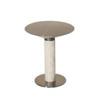 China Satin Finish Natural Marble Top Stainless Steel End Table 500x550mm for sale