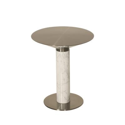 China Satin Finish Natural Marble Top Stainless Steel End Table 500x550mm for sale
