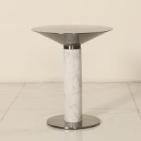 China Satin Finish Natural Marble Top Stainless Steel End Table 500x550mm for sale