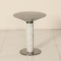 China Satin Finish Natural Marble Top Stainless Steel End Table 500x550mm for sale