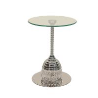 China Minimalist Tempered Glass Top Stainless Steel End Table 500x550mm for sale