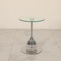China Minimalist Tempered Glass Top Stainless Steel End Table 500x550mm for sale
