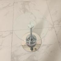 China Minimalist Tempered Glass Top Stainless Steel End Table 500x550mm for sale