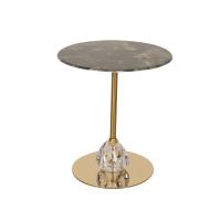 China Round Shiny Stainless Steel End Table with Marble Top 450x520mm Gold Base for sale