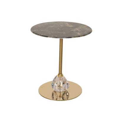 China Round Shiny Stainless Steel End Table with Marble Top 450x520mm Gold Base for sale