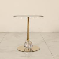 China Round Shiny Stainless Steel End Table with Marble Top 450x520mm Gold Base for sale