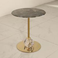 China Round Shiny Stainless Steel End Table with Marble Top 450x520mm Gold Base for sale