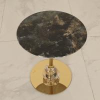 China Round Shiny Stainless Steel End Table with Marble Top 450x520mm Gold Base for sale