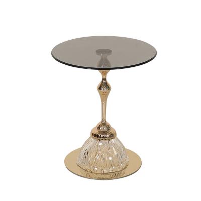 China Stainless Steel End Table with Gold Base and Black Glass Top 450x520mm for sale