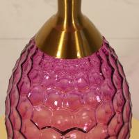 China Purple Glass Top End Table Stainless Steel Gold Base 450x520mm Modern Side Table for sale