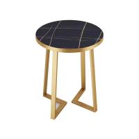 China Stainless Steel Coffee Table Matte Finish Modern Home Furniture 80cm Marble Top for sale