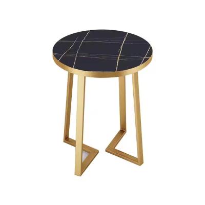 China Stainless Steel Coffee Table Matte Finish Modern Home Furniture 80cm Marble Top for sale