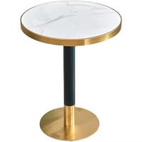 China Modern Coffee Table with Natural Marble Top Matte Finish Stainless Steel Legs Customizable for sale