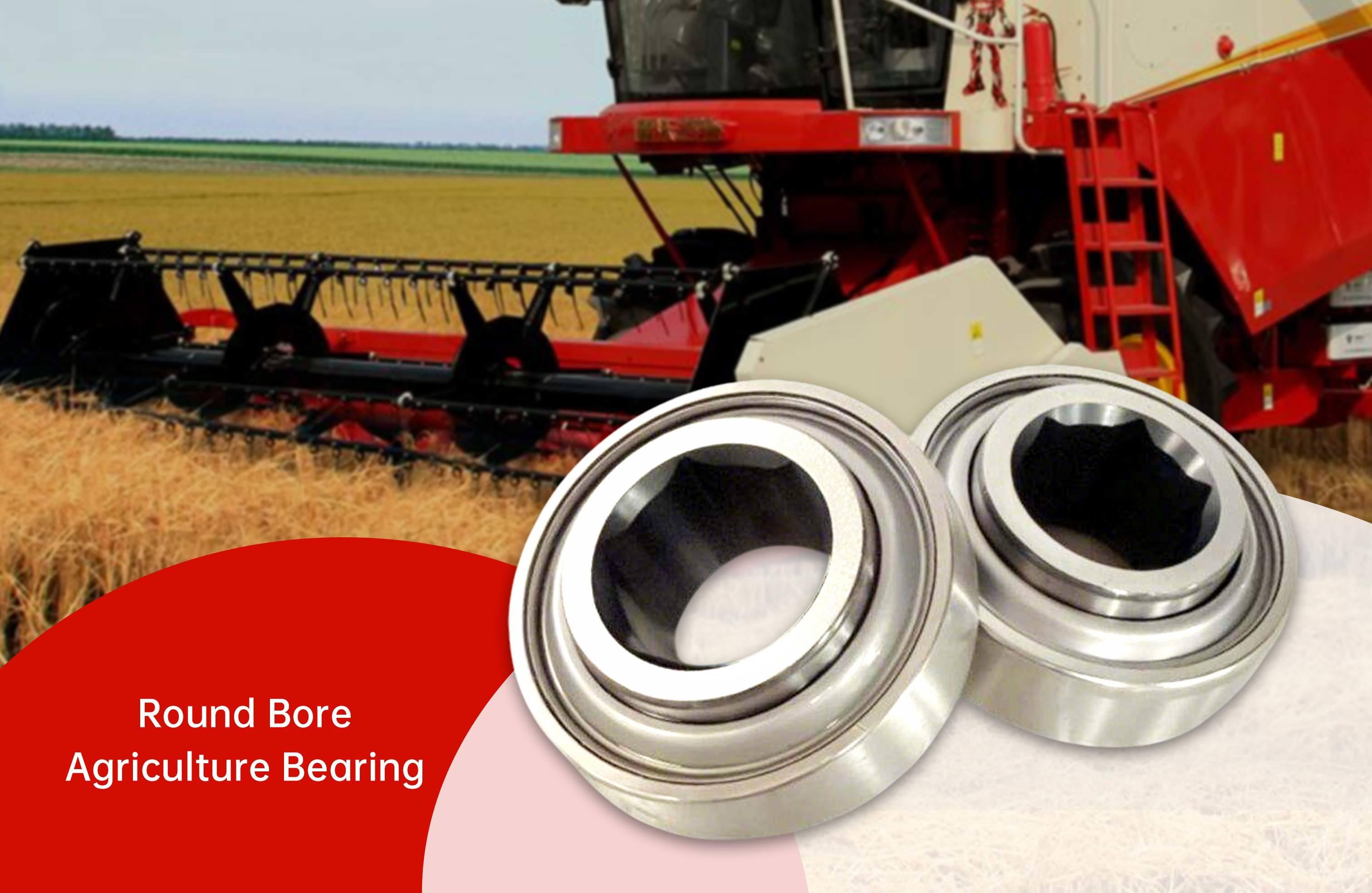 Hex bore bearings such as 205KRR2 and W208KRRB6 mounted on agricultural hex shafts for high-torque farm equipment.