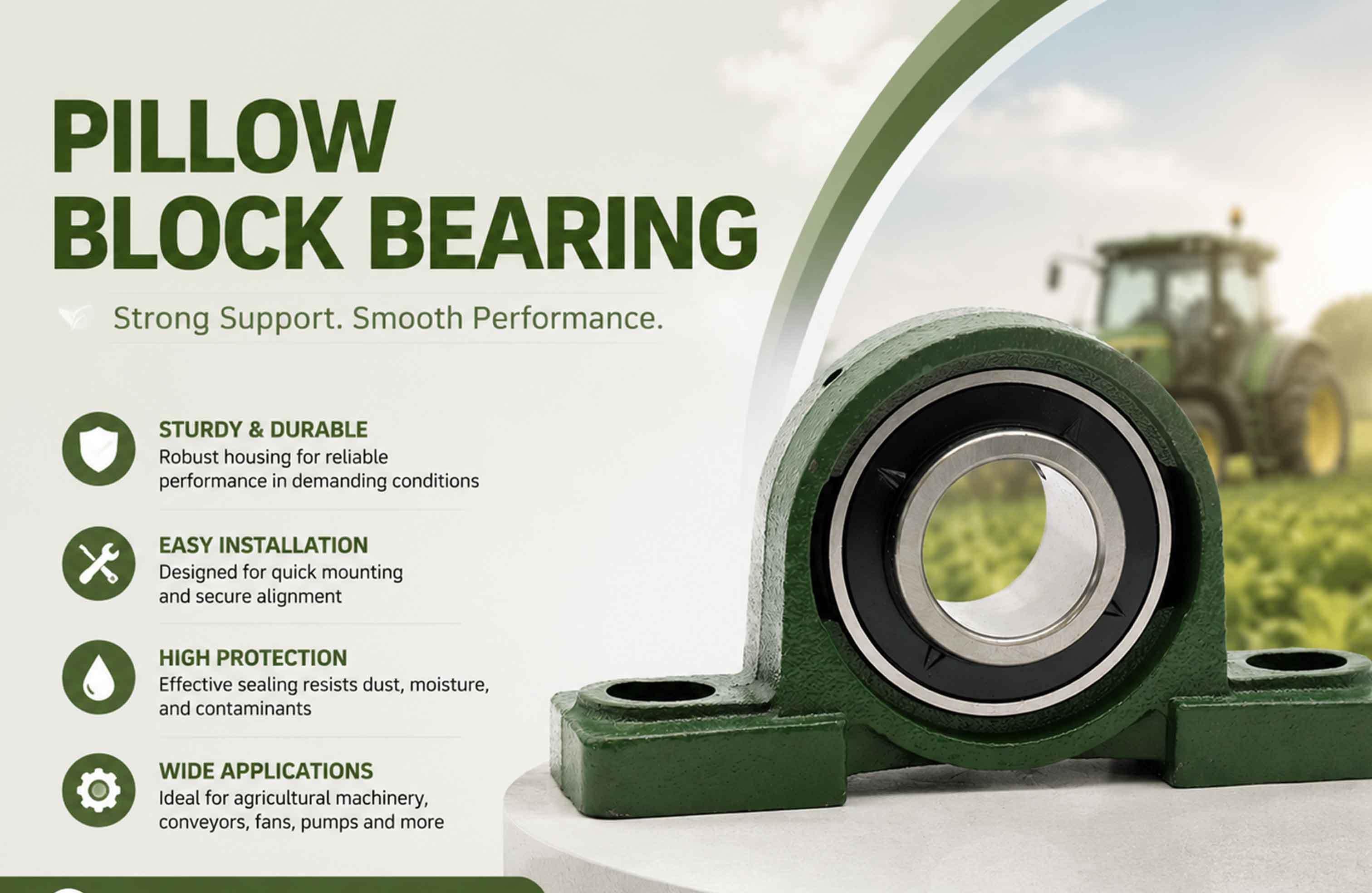 GQZ UCP pillow block bearing â bolt-down housing for heavy-duty agricultural equipment